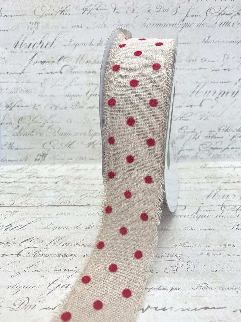 1.5 Inch Wide White Canvas With Red Velvet Dot Ribbon - Etsy