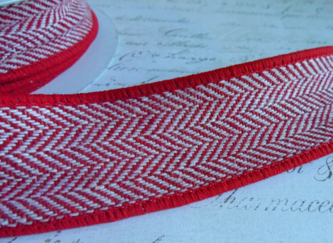 Red and White Herringbone Tweed Ribbon Trim. Approx 1 1/2 Inch - Etsy