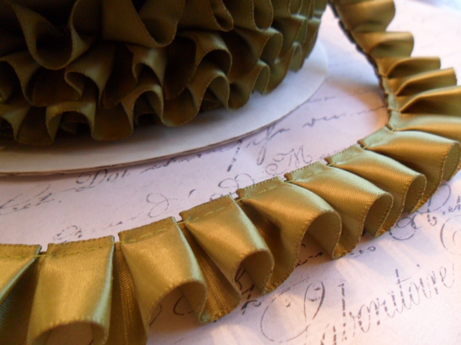Olive Green Satin Box Pleat Ruffle Trim 7/8 Inch | Etsy