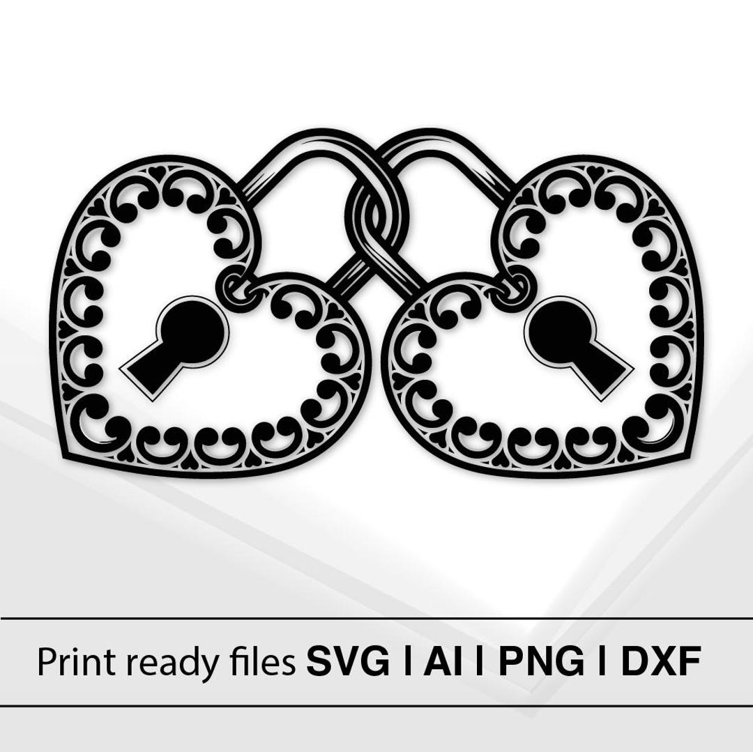 Heart Lock Design | Intricate Heart Pattern | Wedding Decor Cut File ...