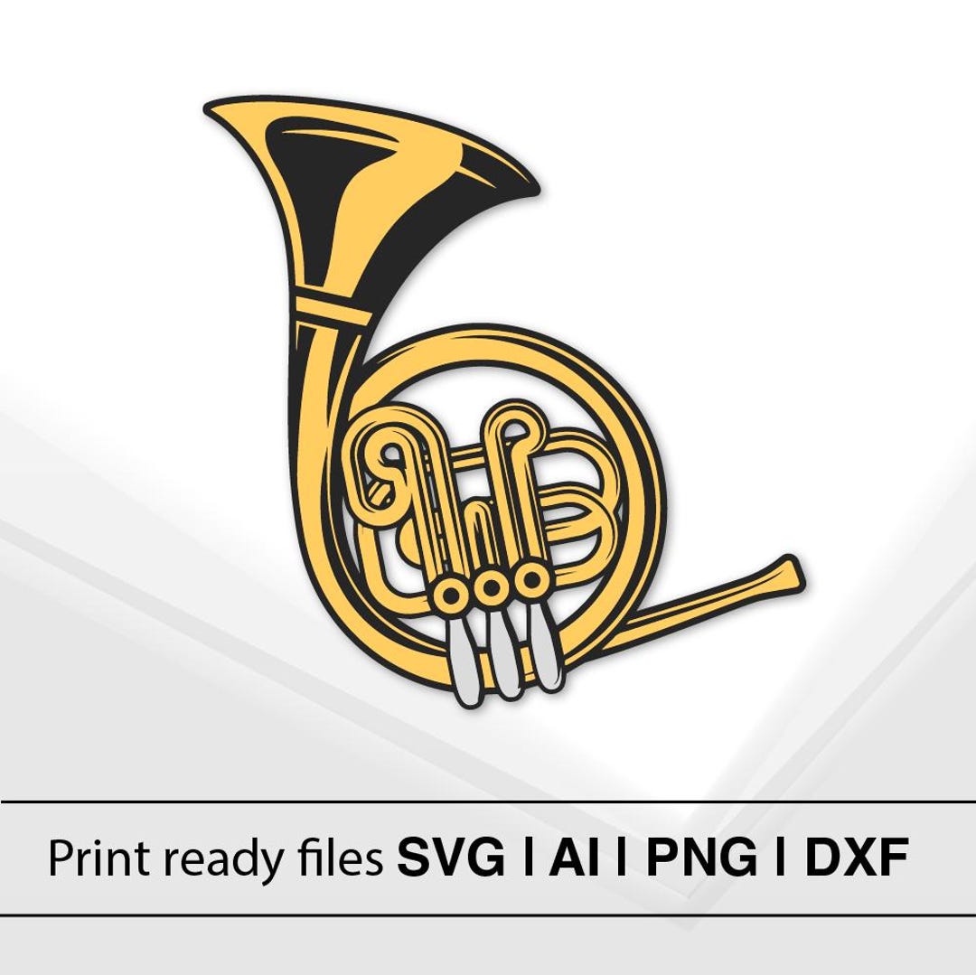 French Horn Clipart | Musical Instrument Art | Brass Instrument Design ...