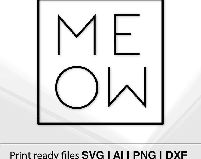 Cat Meow Paw Print Svg, Dxf, Eps Vector Files for Silhouette, Cricut ...