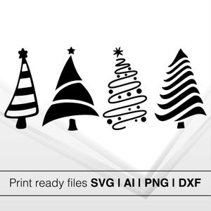 Christmas Tree Svg Bundle, Christmas Clipart, Pine Tree Png, Hand Drawn ...