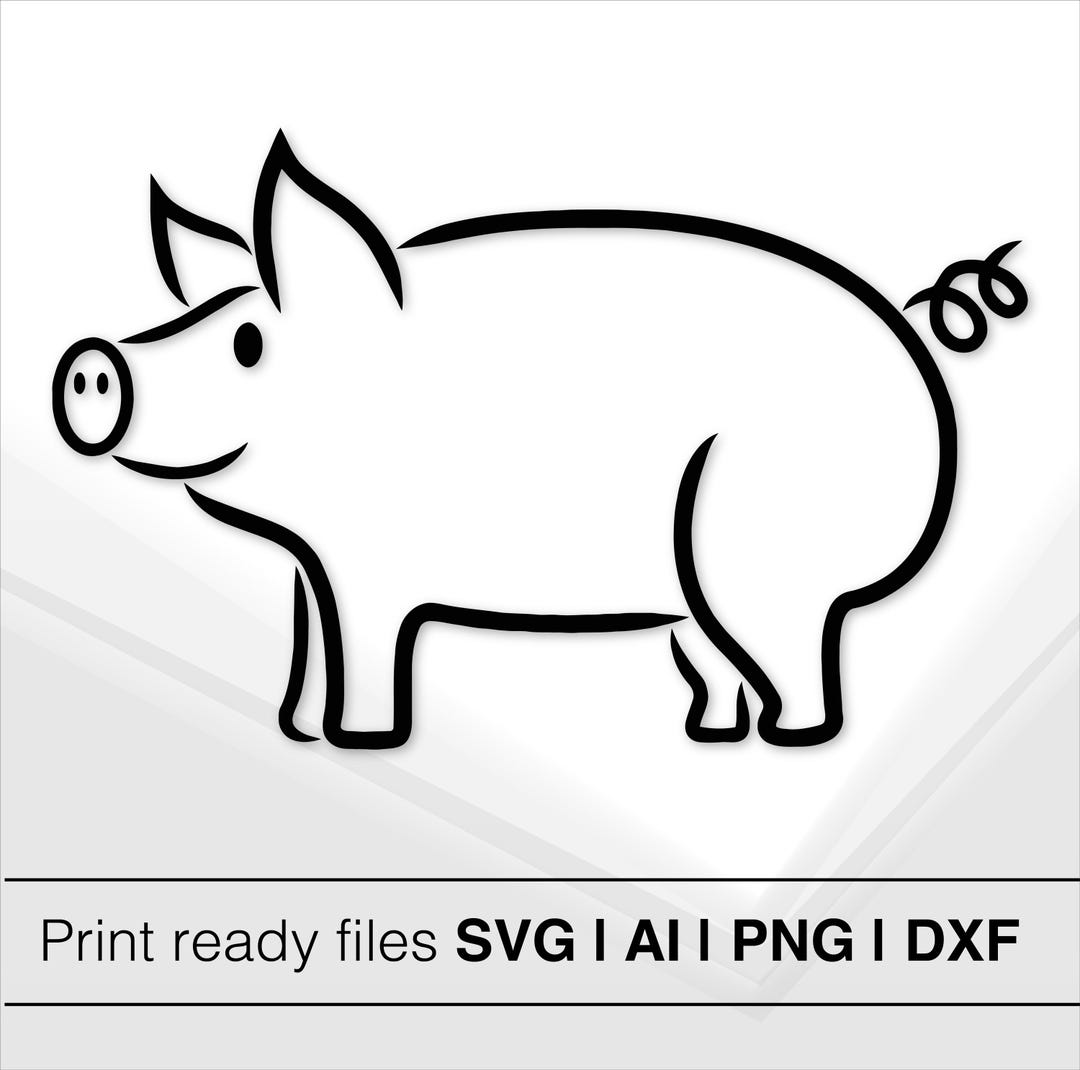 Cute Pig Silhouette | Minimalist Illustration | Instant Download | Pig ...