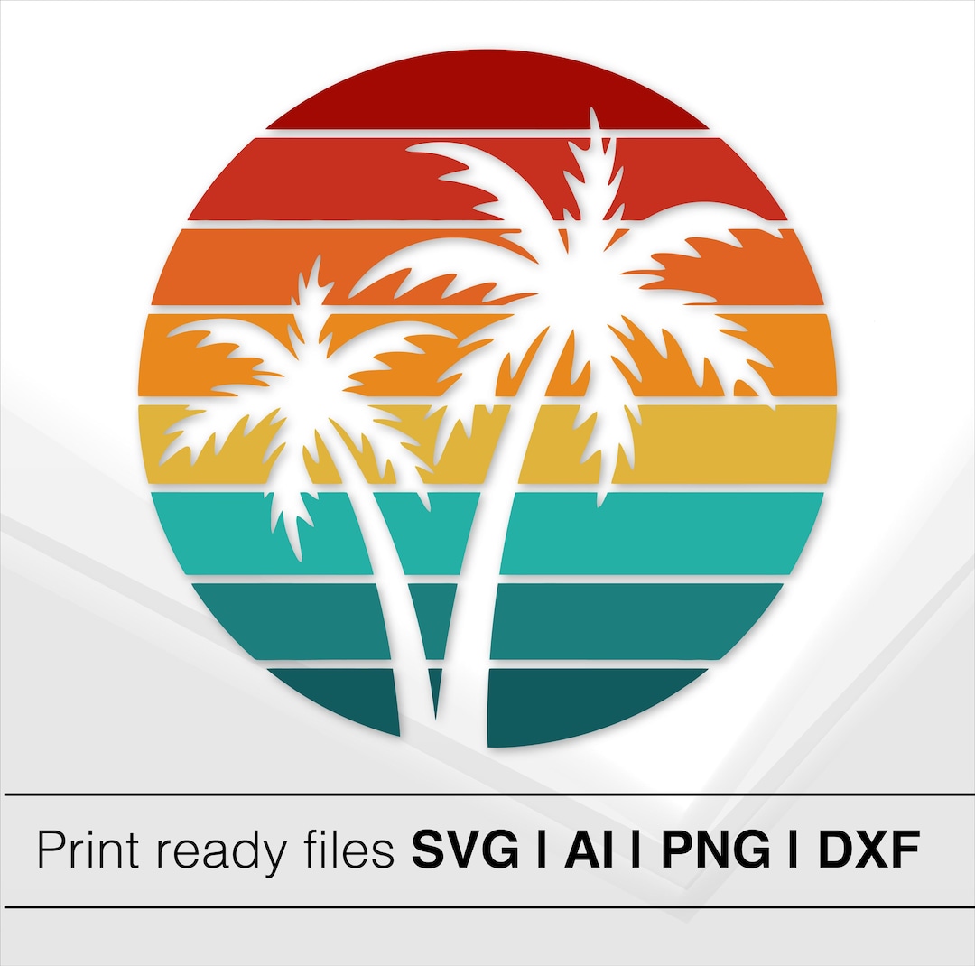Tropical Palm Tree SVG | Instant Download | Sunset Beach Clipart ...