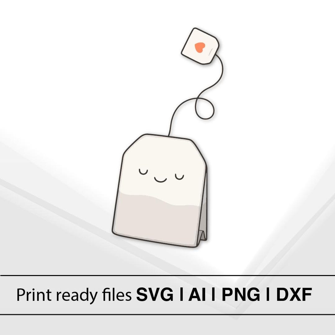 Cute Tea Bag Illustration | Kawaii Tea Bag Design | Heart Tea Tag ...