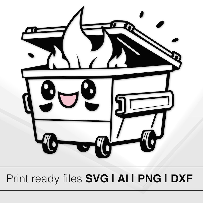 Cute Dumpster Fire SVG | Funny Trash Can Meme Clipart | Laser Engrave ...