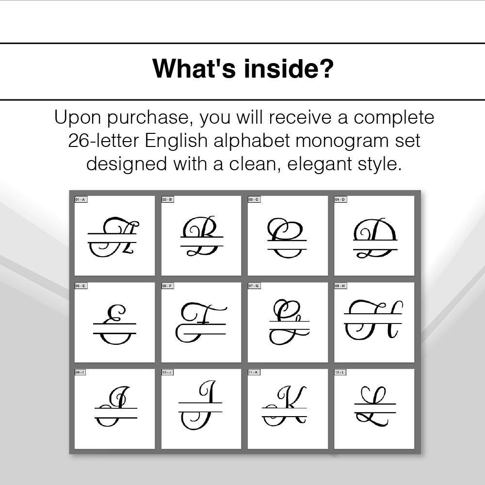 Split Monogram Alphabet SVG | Elegant Custom Initial Design | Instant ...