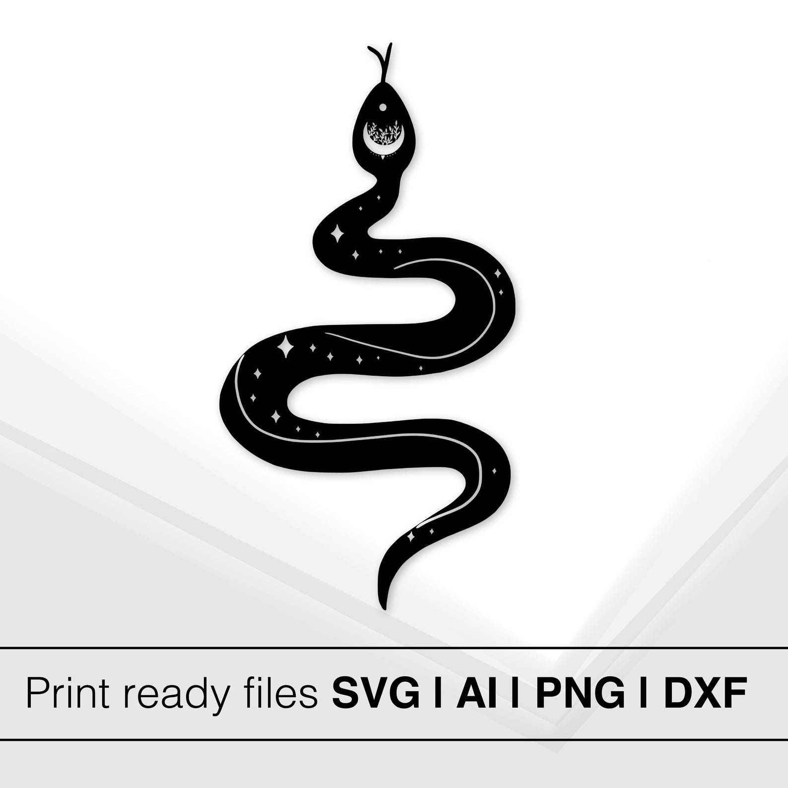 Celestial Snake Svg | Mystical Snake Cut File | Serpent Clipart for ...