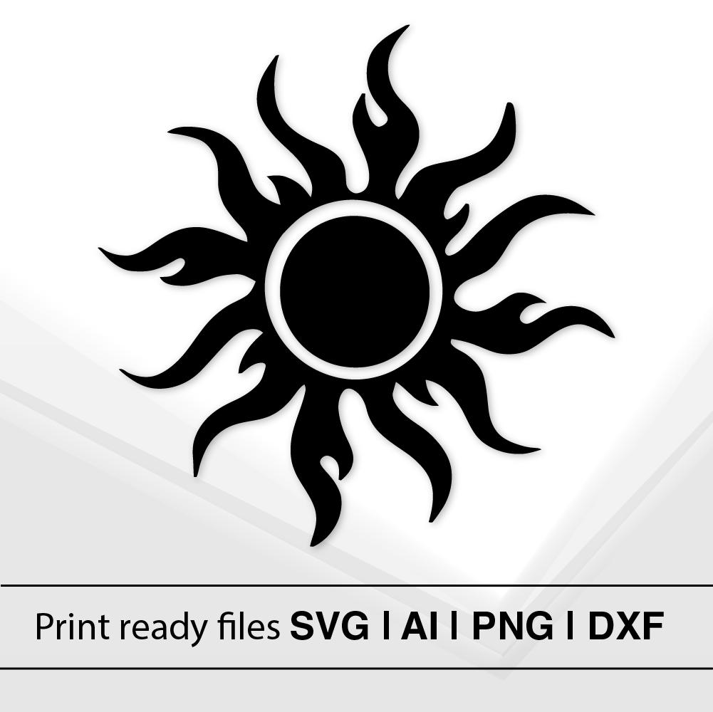 Sun With Rays Silhouette SVG | Instant Download | Sunshine Line Art for ...