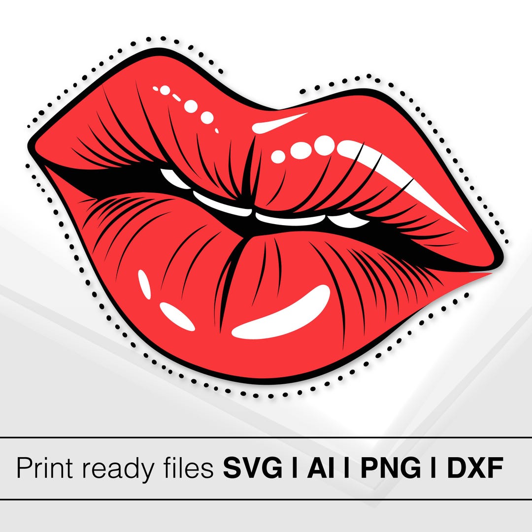 Red Lips SVG | Bold Kiss Clipart | Instant Download | Romantic Lip Art ...