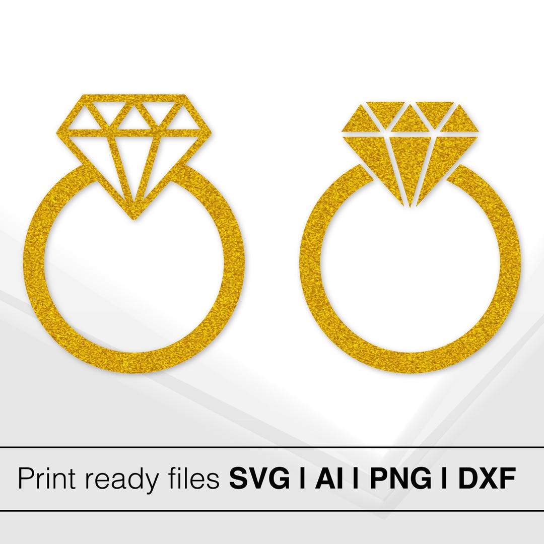 Diamond Ring SVG | Gold Wedding Ring Design | Instant Download | Ring ...