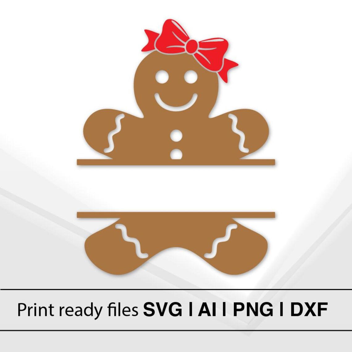 Gingerbread Man With Bow | Christmas Ornament SVG | Instant Download ...