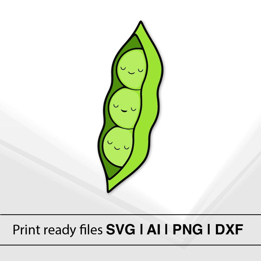 Cute Peas in A Pod Illustration | Instant Download | Kawaii Vegetable ...