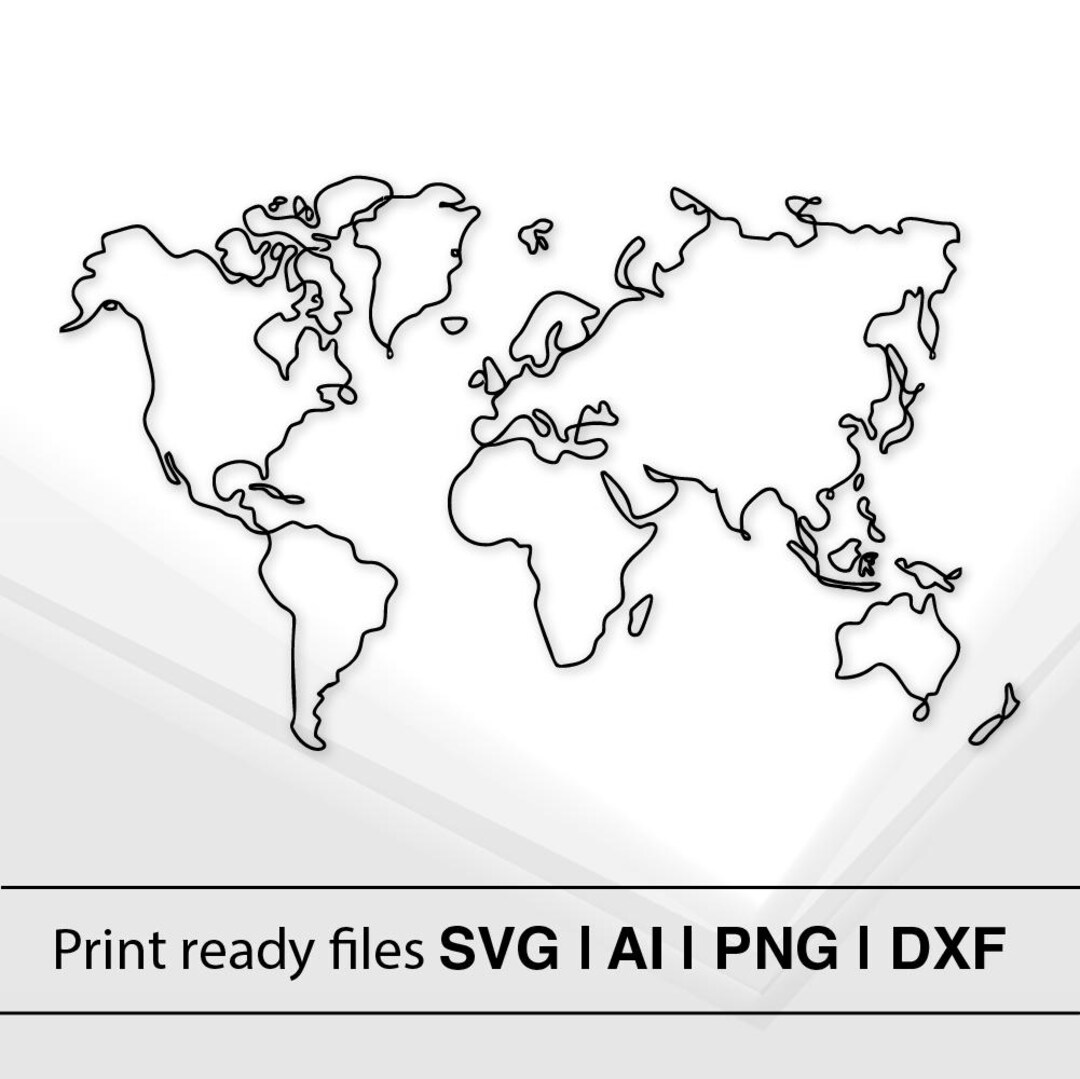 Minimalist World Map Outline | Instant Download | Vector Map for ...