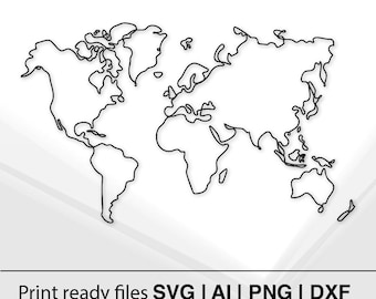 World Map Outline All 195 Countries SVG Vector Files for Cricut, Laser ...
