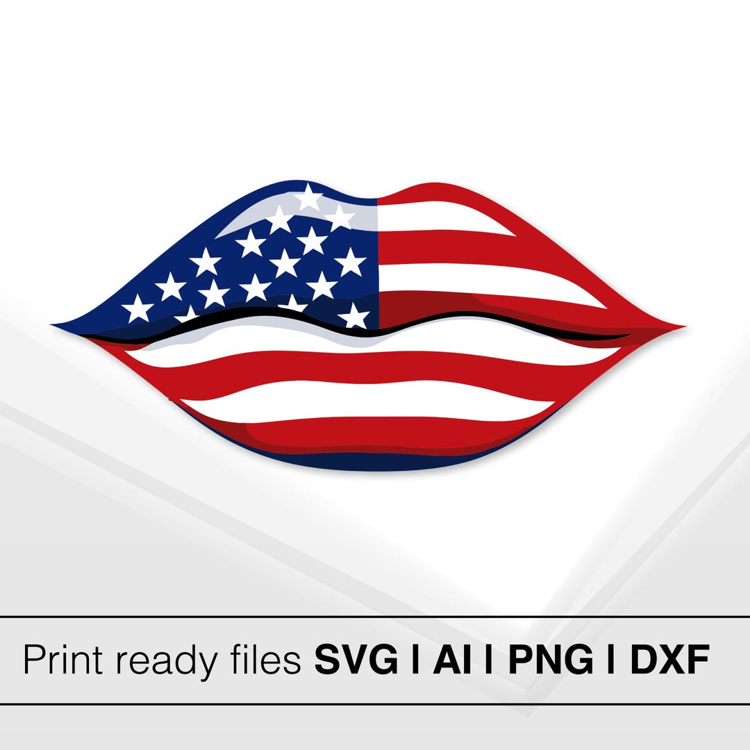 Patriotic Lips American Flag SVG | Distressed USA Flag Cut File | 4th ...
