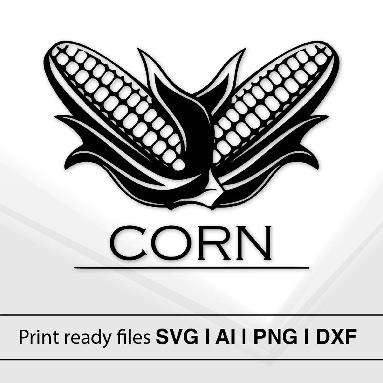 Corn Vector Illustration | Black and White Corn Art | Kitchen Decor ...