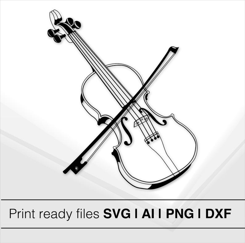 Violin Line Art With Musical Notes | Instant Download | Violin SVG Cut ...