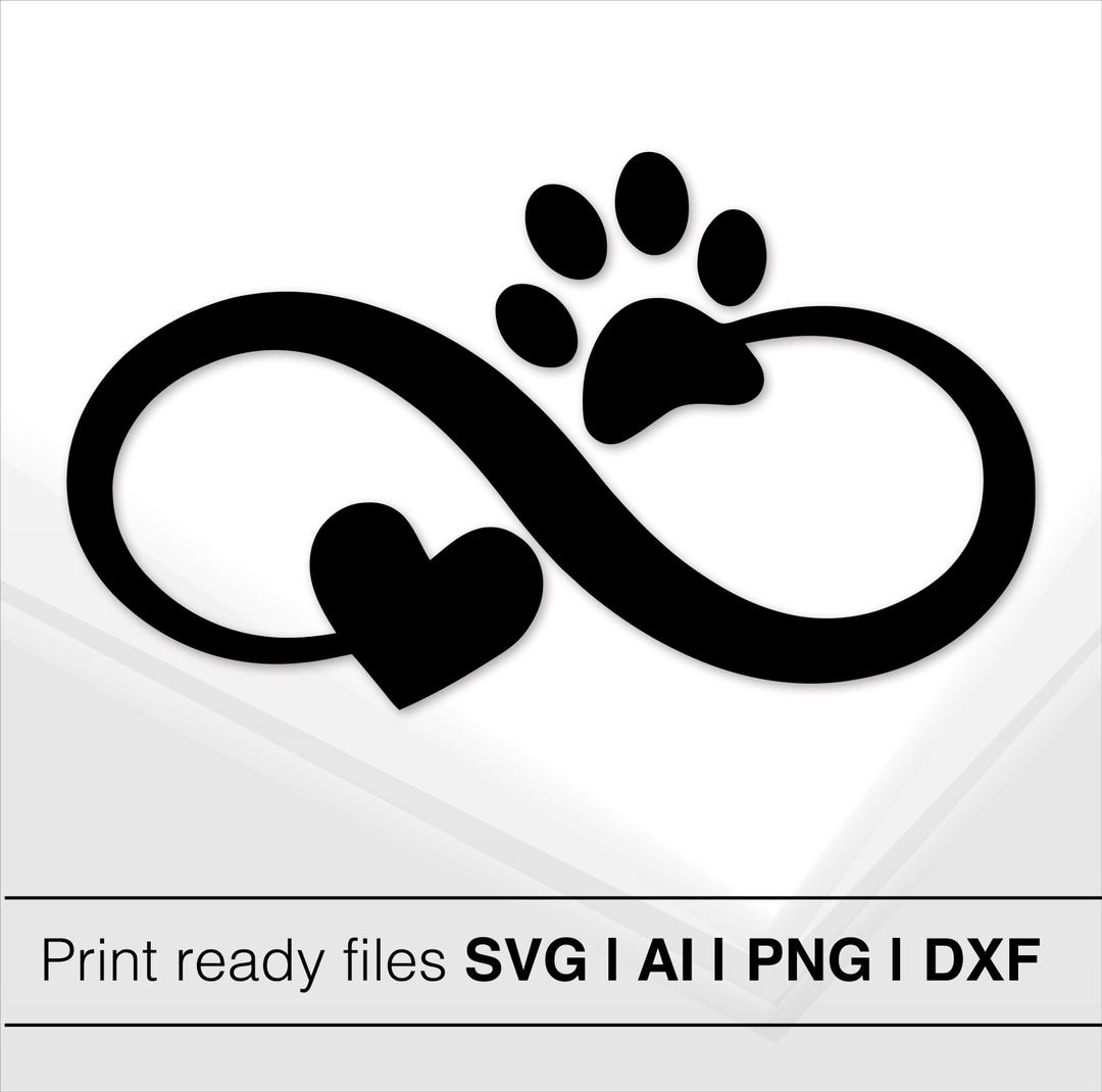 Infinity Symbol With Animal Paw and Heart | Pet Lover Design | SVG AI ...