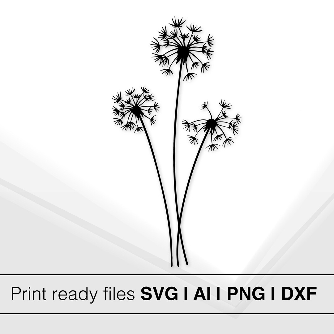 Dandelion Silhouette | Flower Cricut Files | Instant Download ...