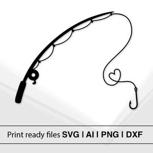 Fishing Rod Heart Silhouette | Instant Download | Love Fishing Design ...