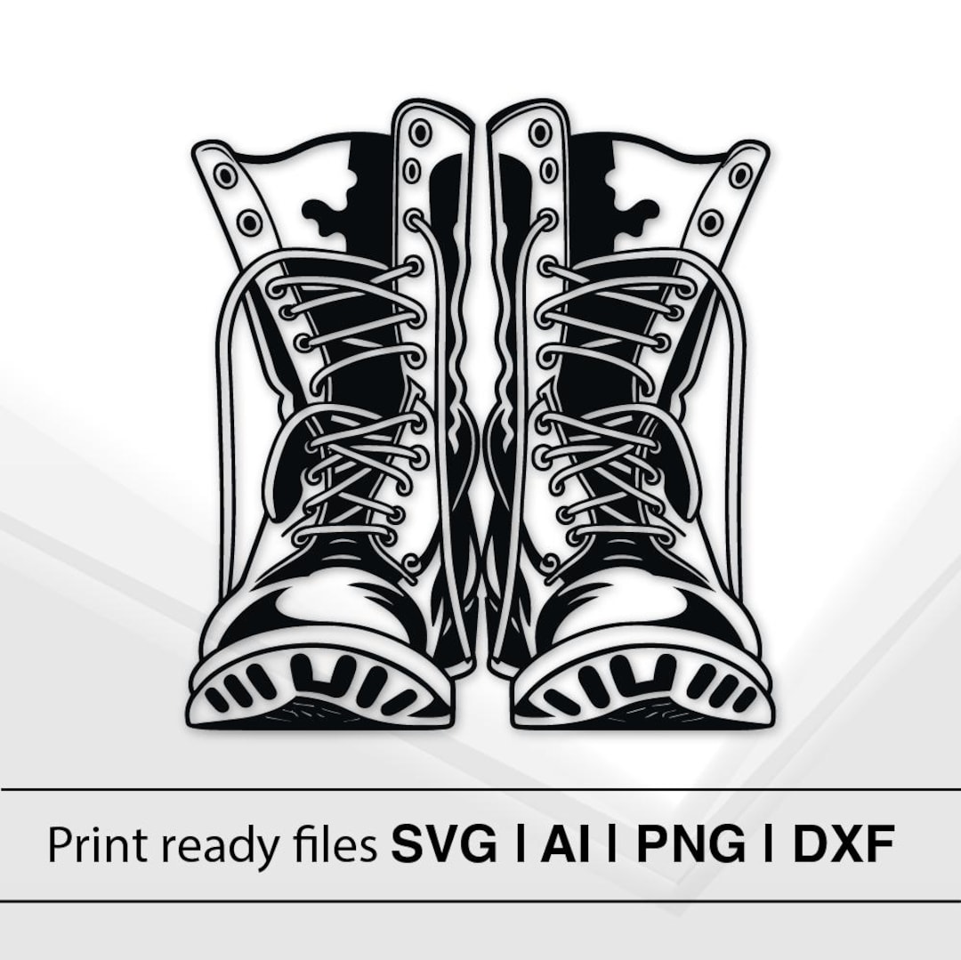 Combat Boots Vector Design | Instant Download | Black and White Boot ...