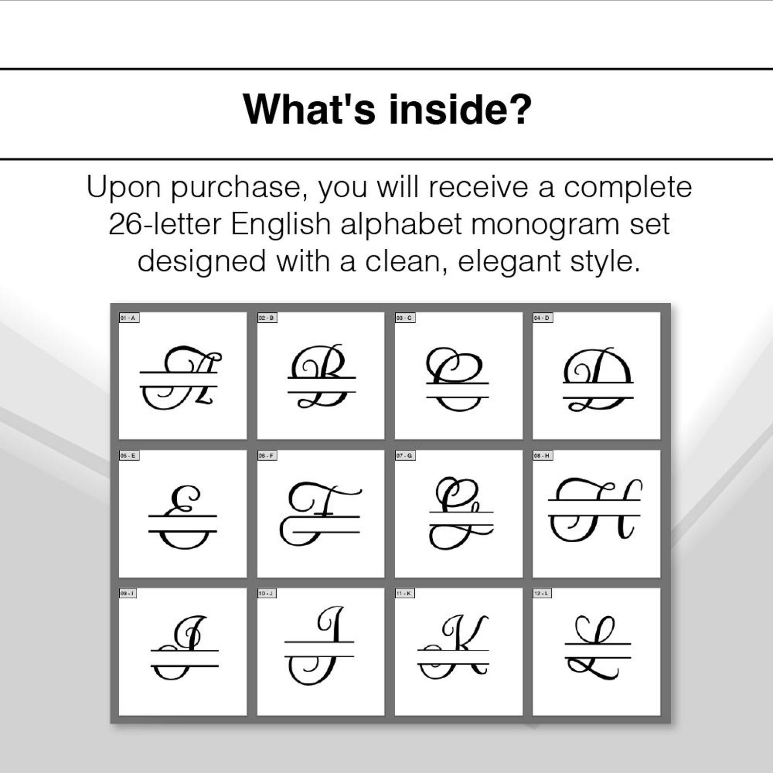 Split Monogram Alphabet SVG | Alphabet Set SVG | Split Monogram ...