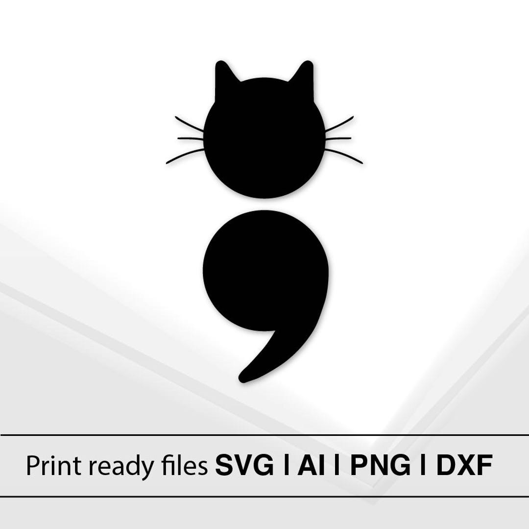 Cat Semicolon Silhouette | Minimalist Design | Instant Download | SVG ...