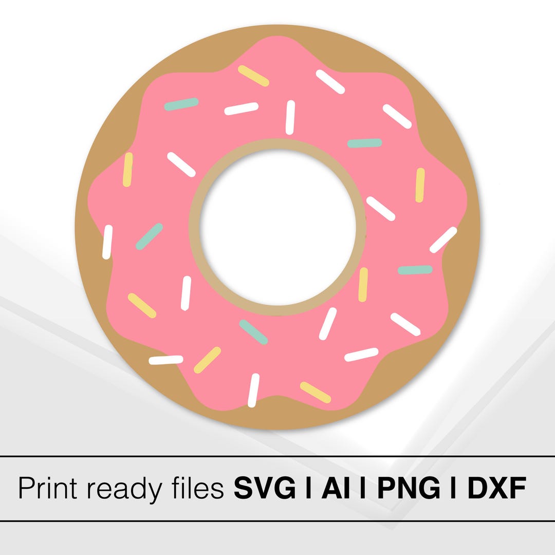 Sprinkled Donut SVG | Instant Download | Pink Icing Doughnut Clipart ...