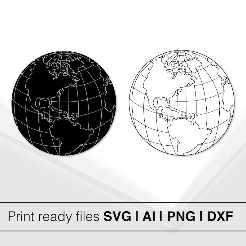 Globe Vector | Earth Map Design | World Map Outline | Printable Globe ...