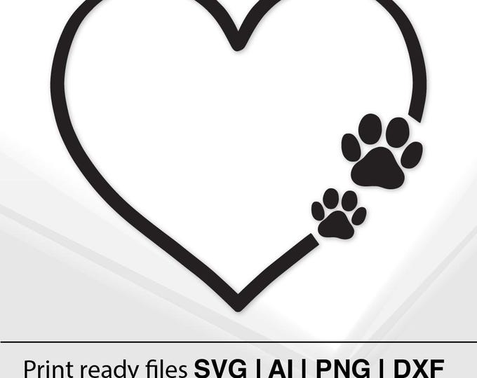 Paw Print Heart SVG | Digital Download - Etsy Canada