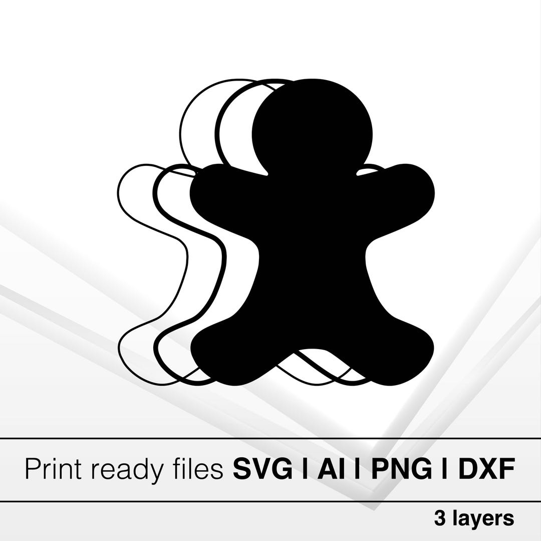 Gingerbread Man Outline SVG/PNG, Christmas SVG, Instant Download, Cut ...