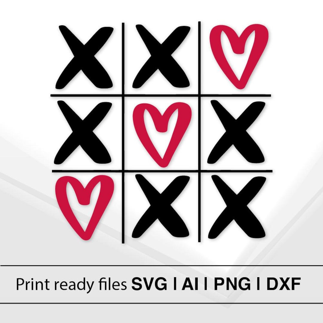 Tic Tac Toe Game Design | Instant Download | Minimalist Heart and Cross ...