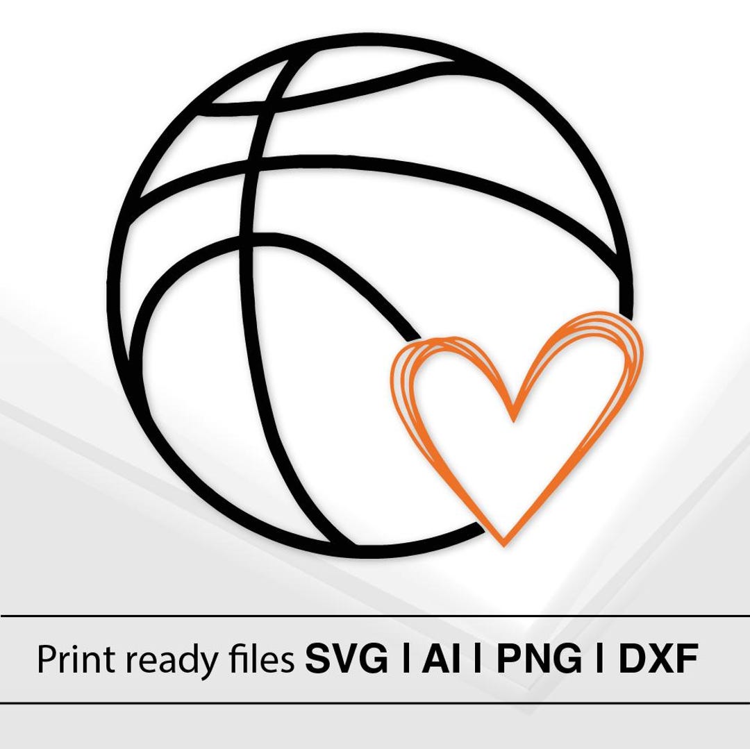 Basketball Heart Design | Instant Download | Svg AI PNG DXF | Sports ...