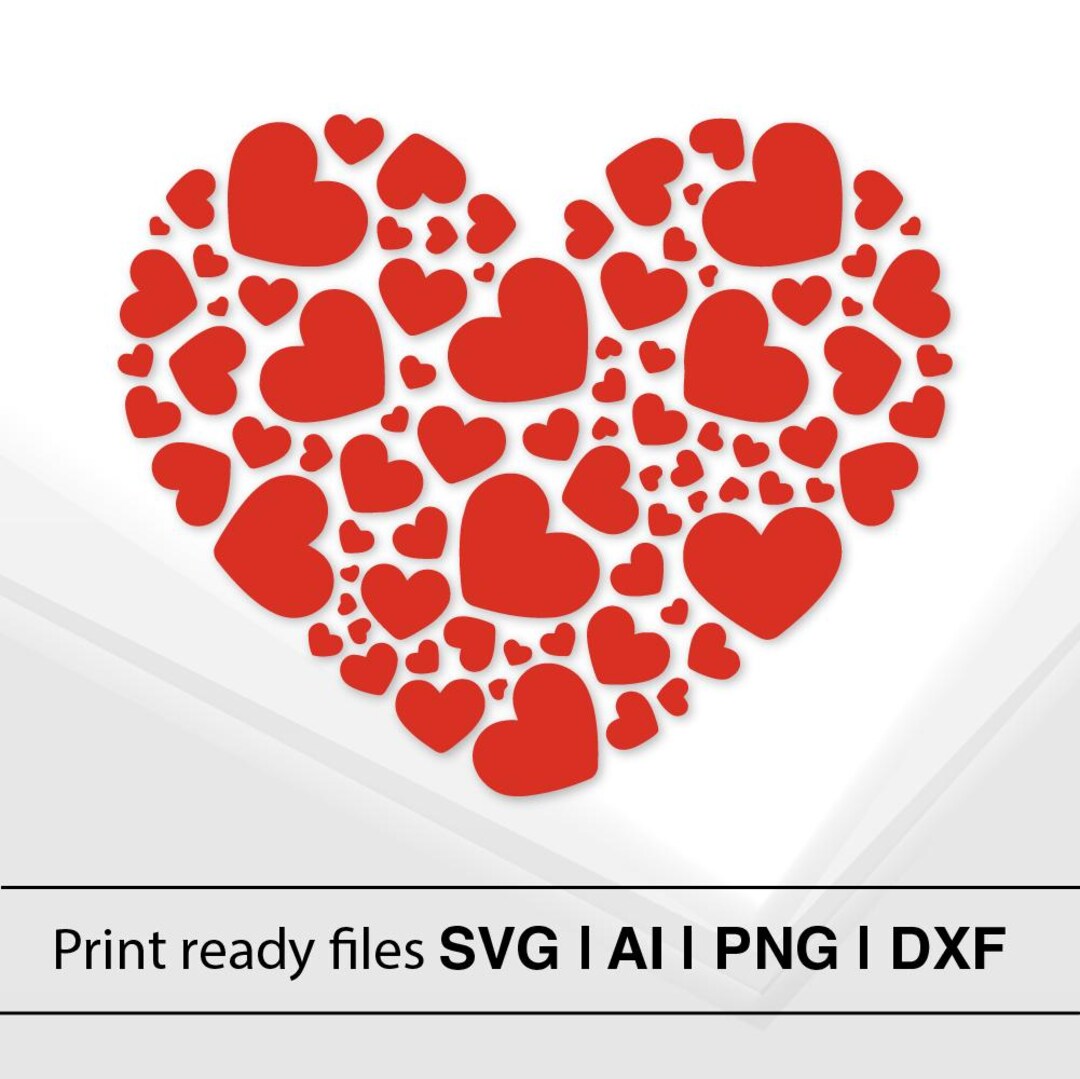 Heart Design With Multiple Red Hearts | Instant Download | Heart SVG ...