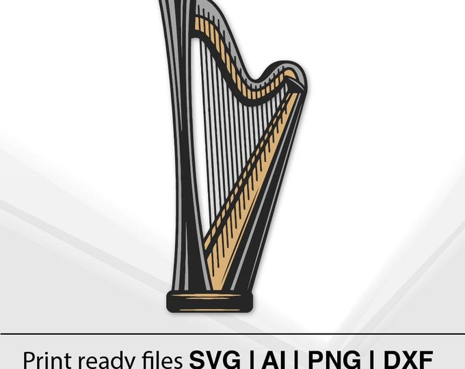 Harp Clipart, Harp Clip Art, Harp Vector Files, Harp Cut File, Harp ...