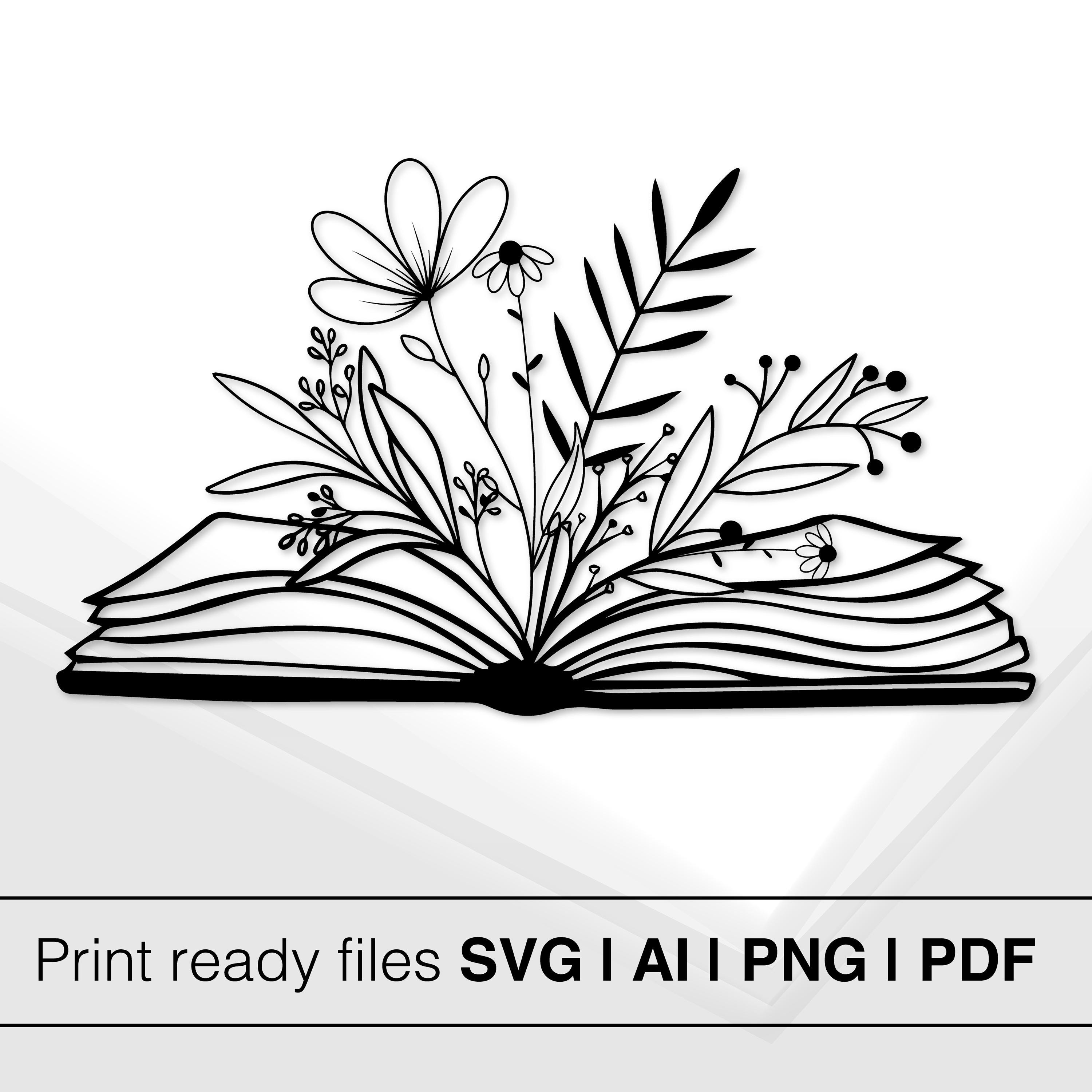 Floral Book Design | Botanical Illustration | Open Book With Flowers ...