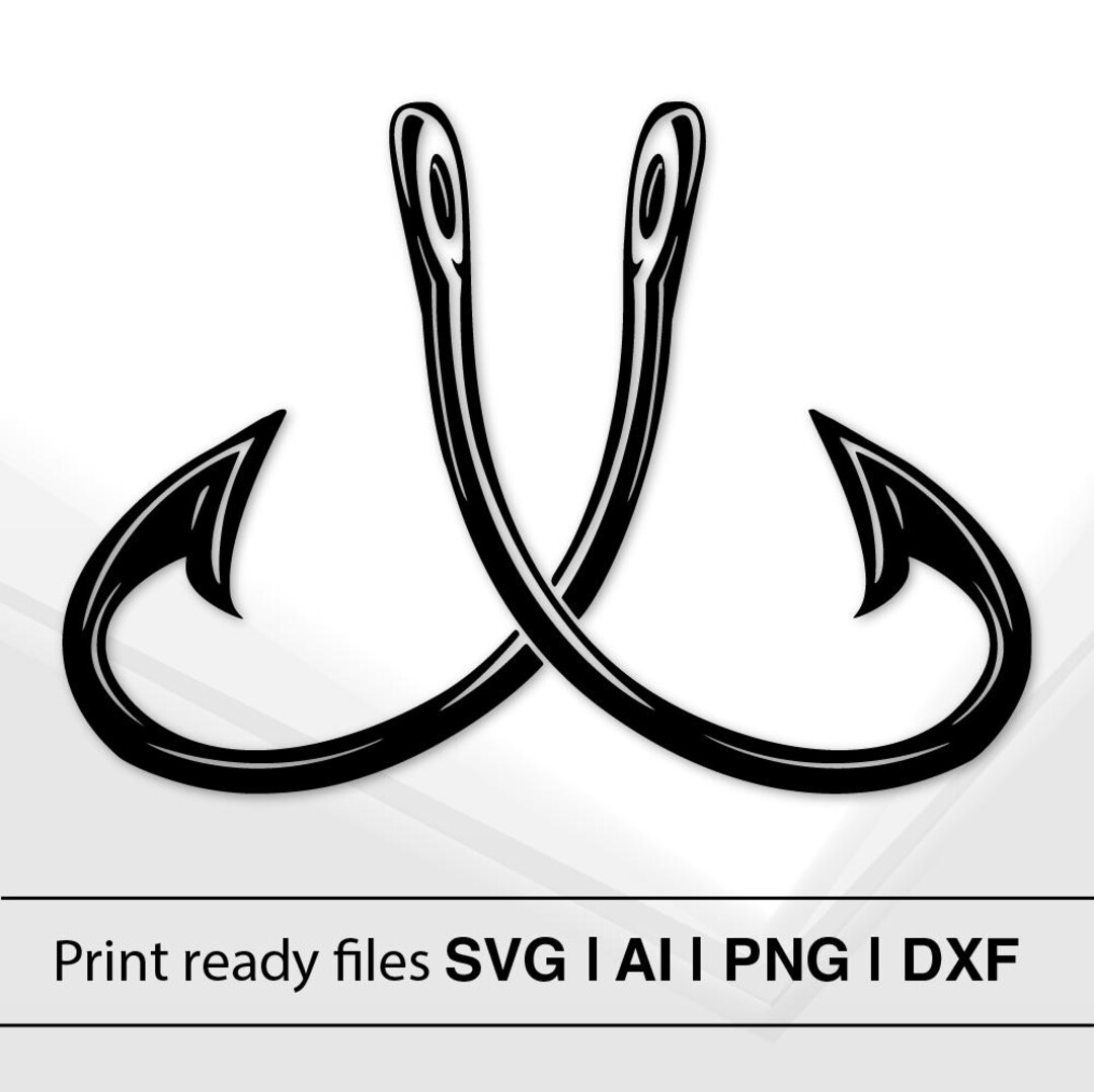 Fishing Hook SVG | Crossed Hooks Design | Fishing Clip Art | Instant ...