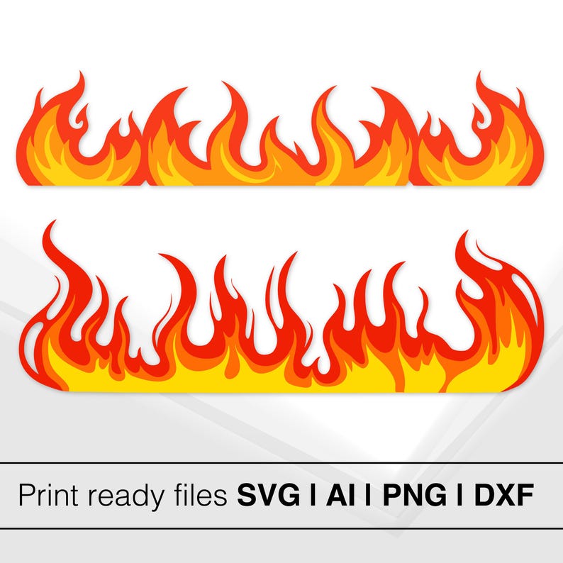Fire SVG Bundle | Line of Flames Svg | Fire Silhouette Flames Clipart ...