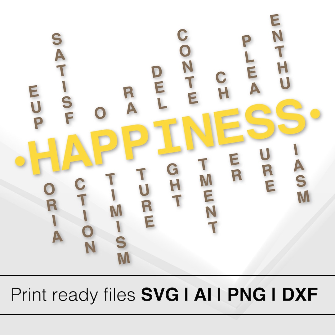 Word Art Puzzle: HAPPINESS SVG | Inspirational Quote Svg | Instant ...
