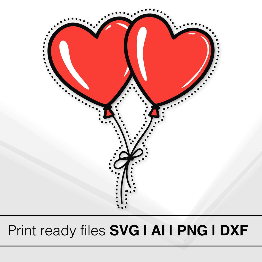 Heart Balloons SVG | Instand Download | Holiday Decoration Design | Red ...