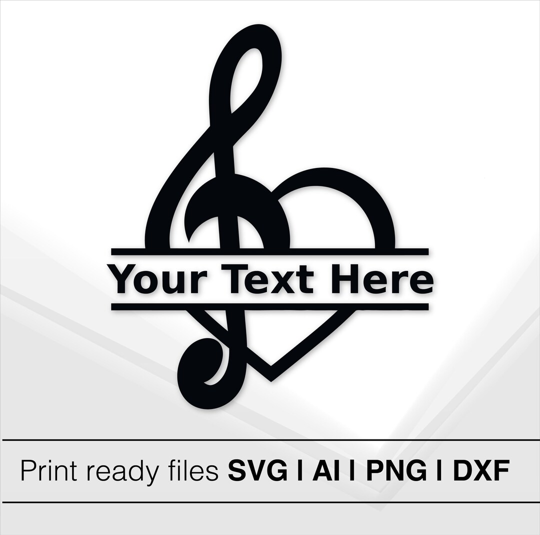 Treble Clef Heart Design | Custom Text Printable Art | Instant Download ...