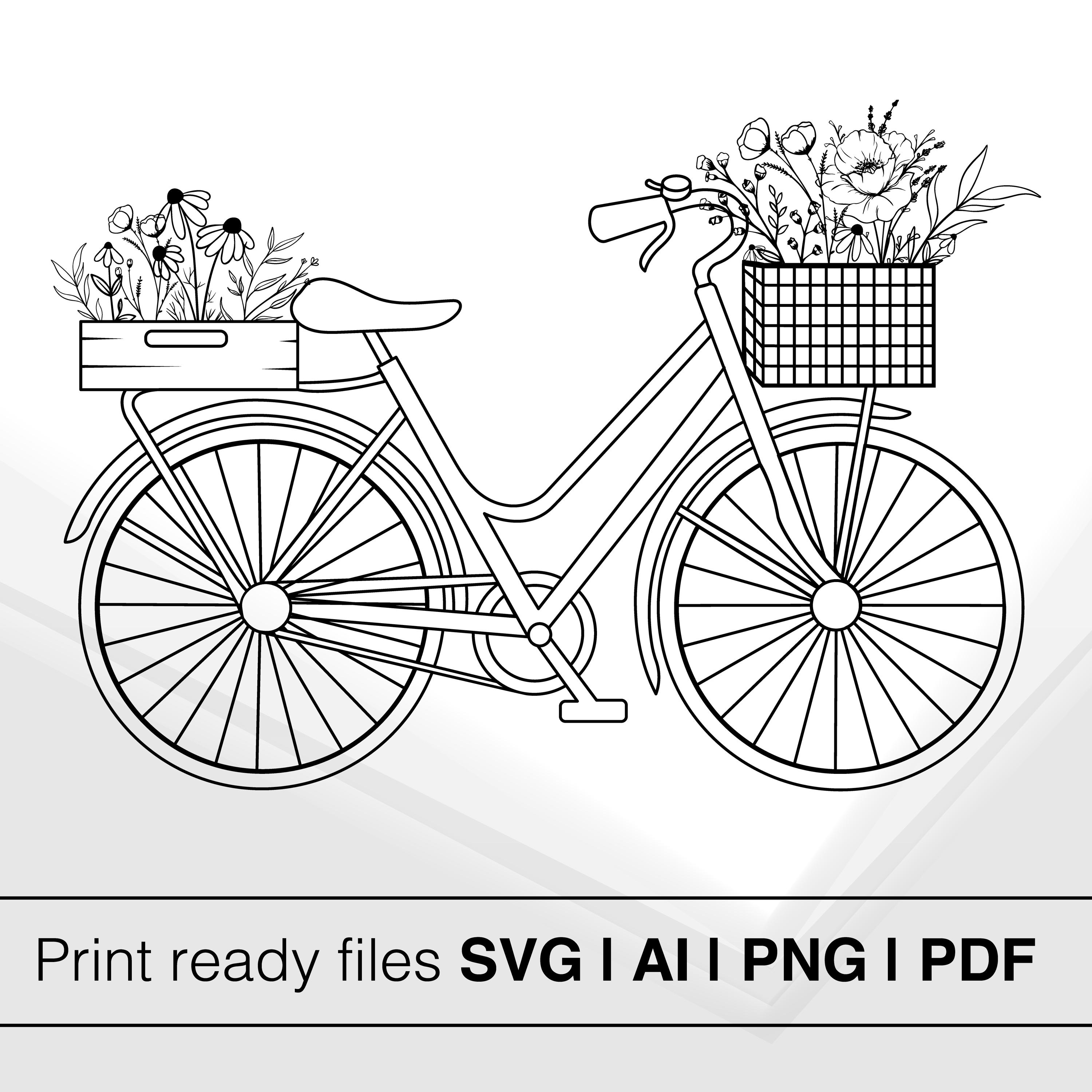 Vintage Bicycle With Flowers | Bicycle Illustration | Floral Bike ...