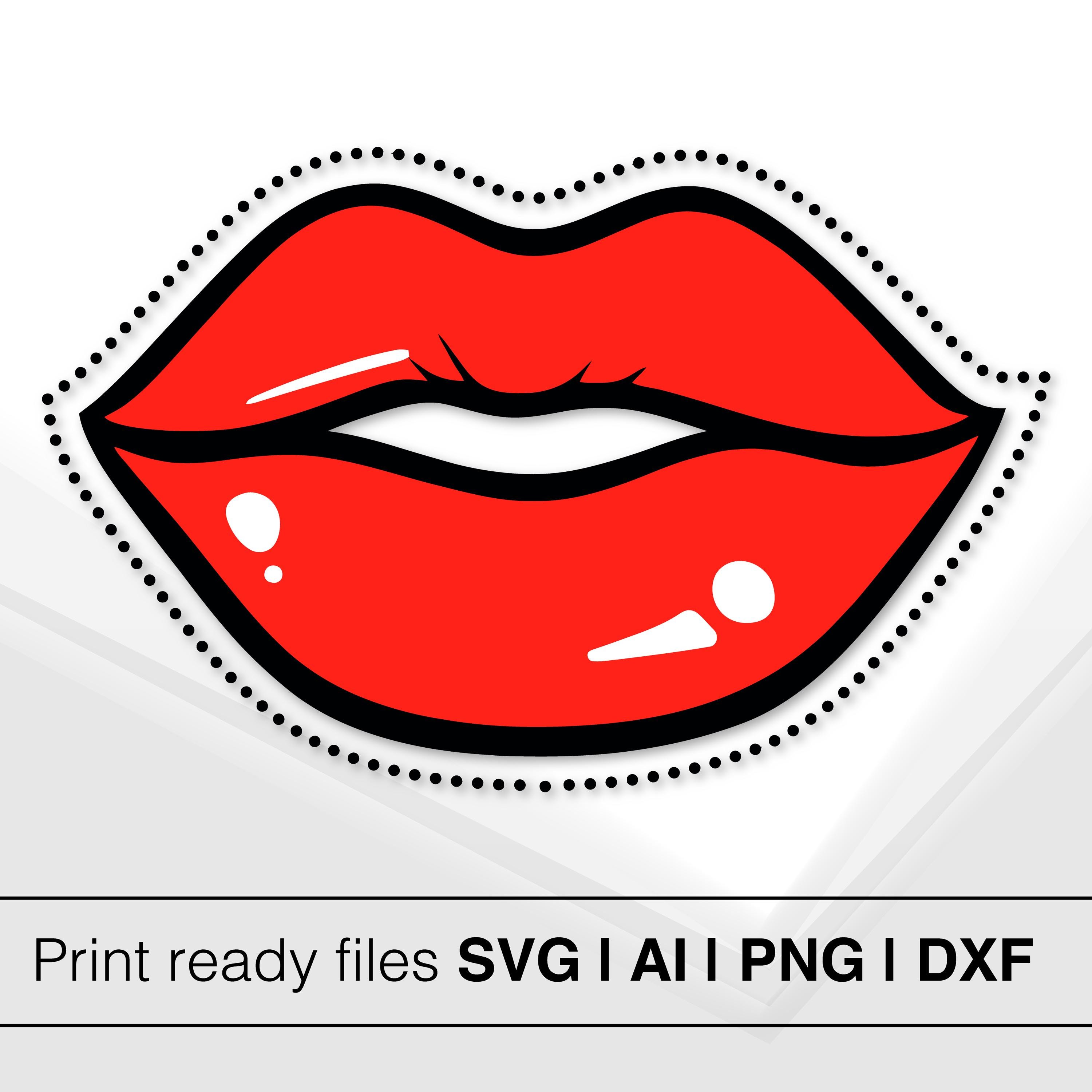Kissing Lips Silhouette SVG | Instand Download | Romantic Valentine's ...