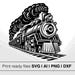 Train Svg and Png | Vintage Locomotive Clipart Cut for Cricut and Laser ...