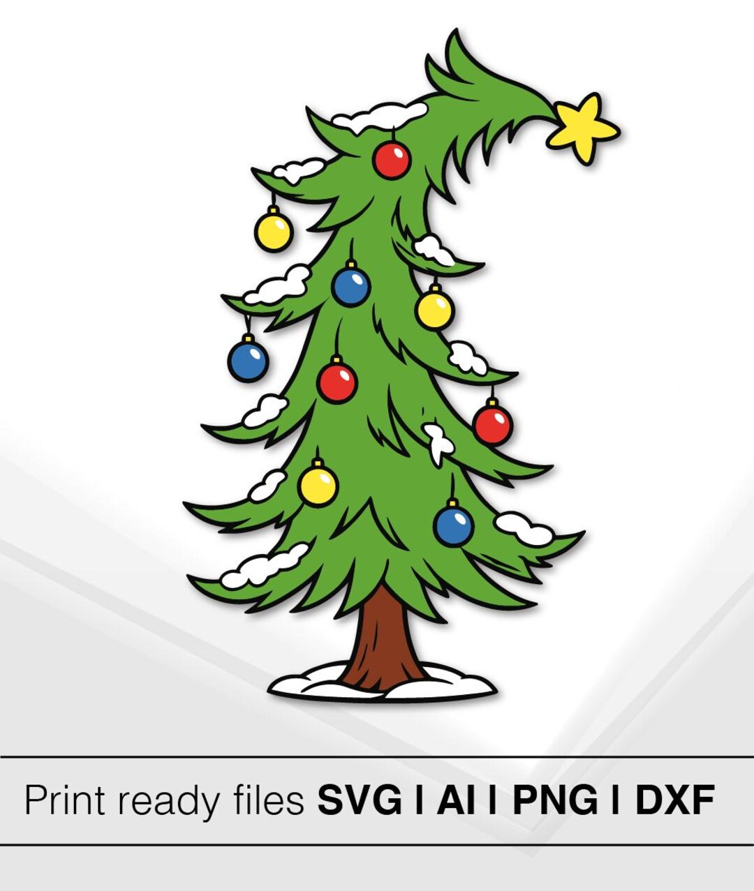 Grinch Christmas Tree SVG Cut File | Funny Whoville Wavy Tree With Snow ...