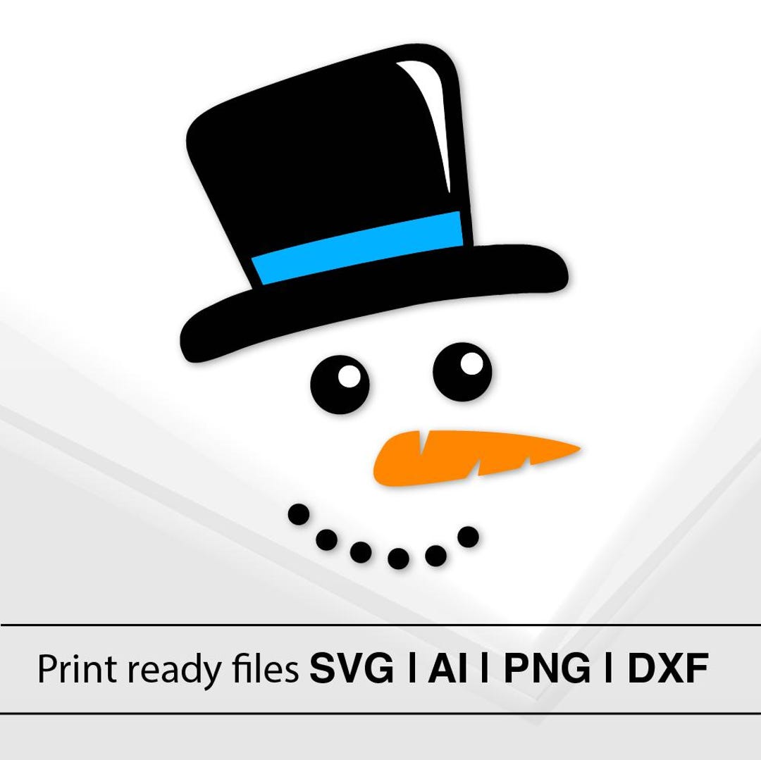 Snowman Face Svg | Christmas Clipart | Winter Holiday Svg | Snowman ...