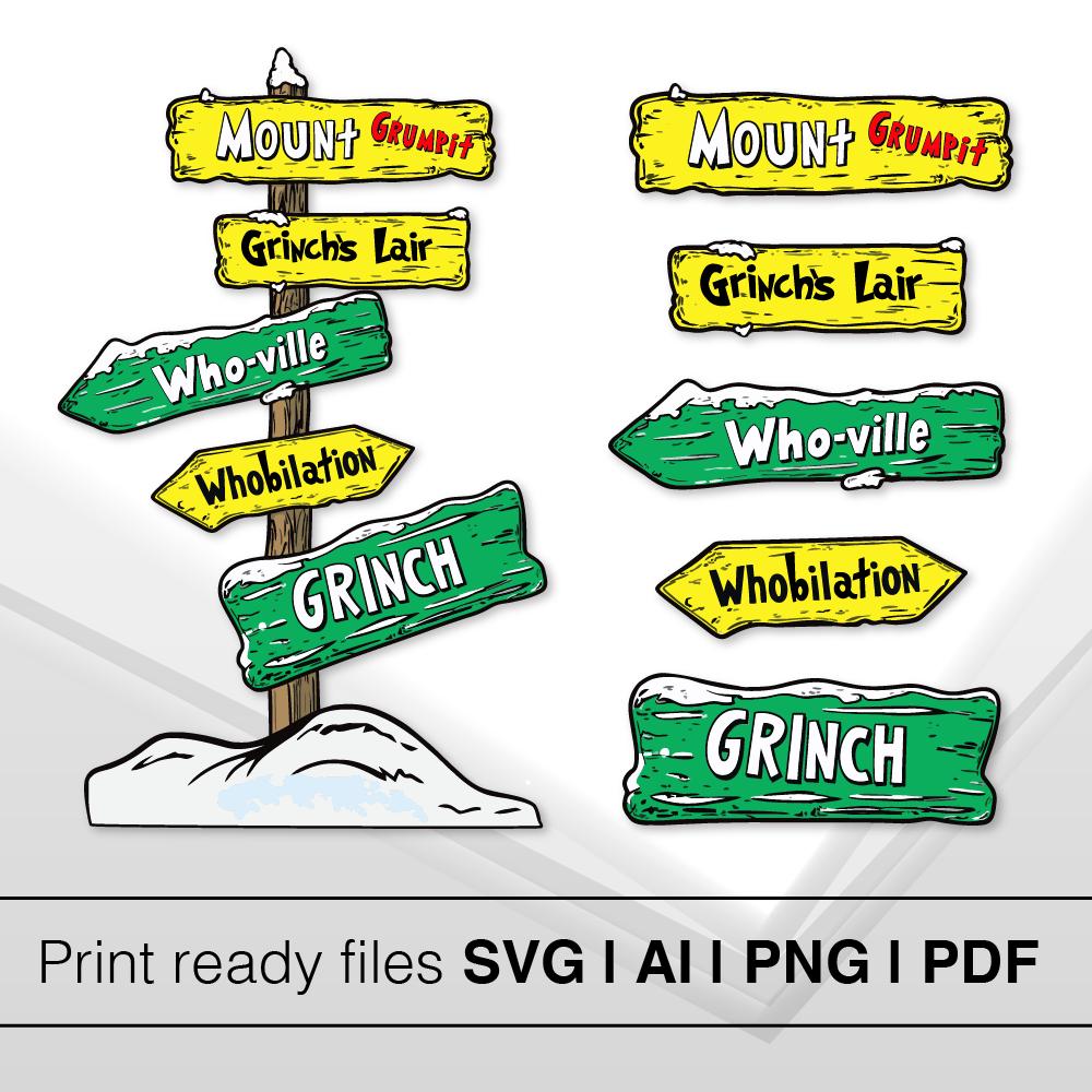 Bundle Street Sign Whoville SVG | Instant Download Road Sign Grinch ...