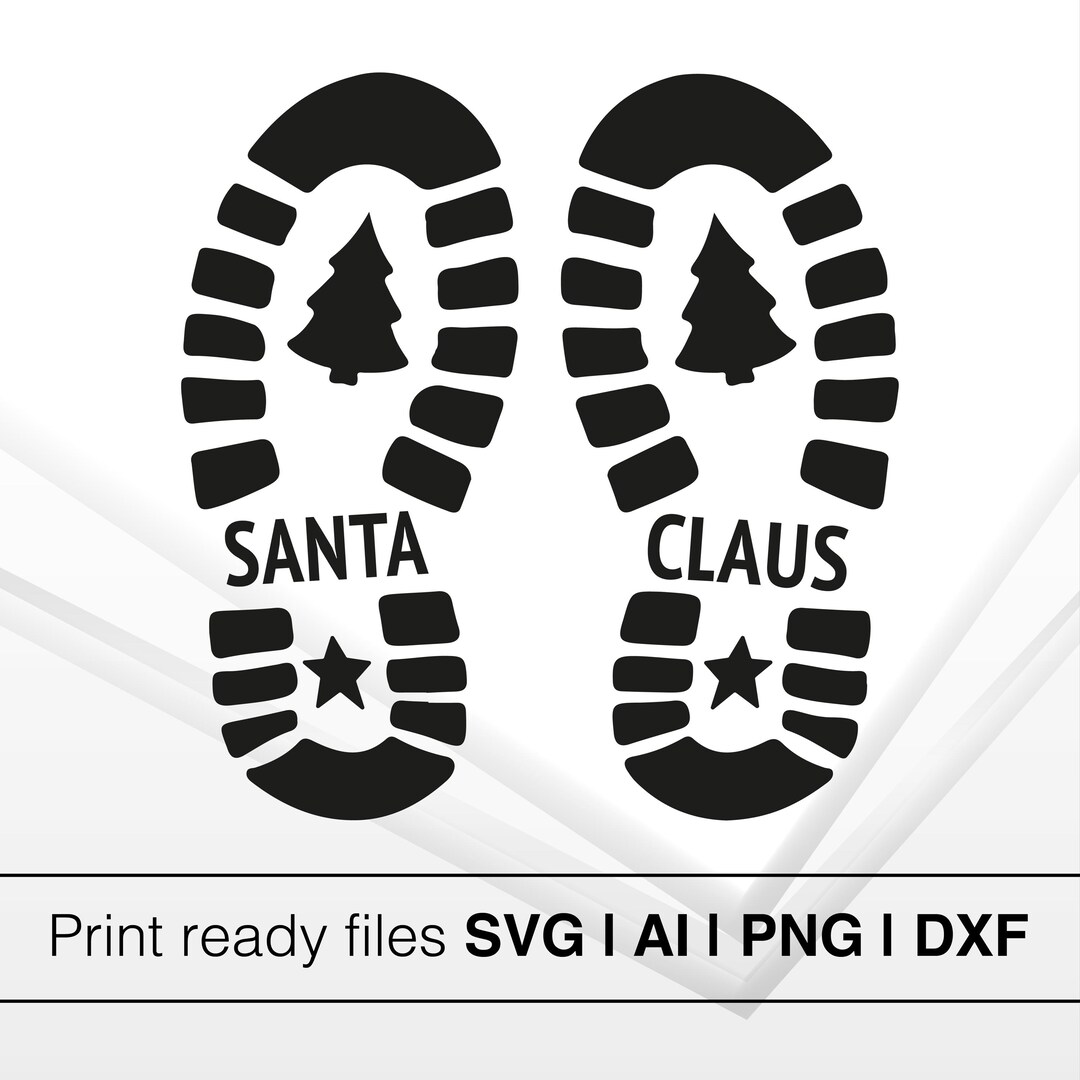 Santa Claus Footprint Svg, Santa Footprint Stencil Svg,santa Footsteps ...